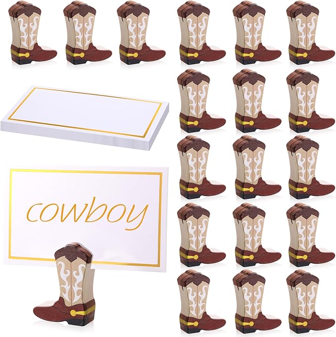 Amazon.com: Kigley 18 Pcs Mini Cowboy Boots Wooden Ornaments Place Card ...