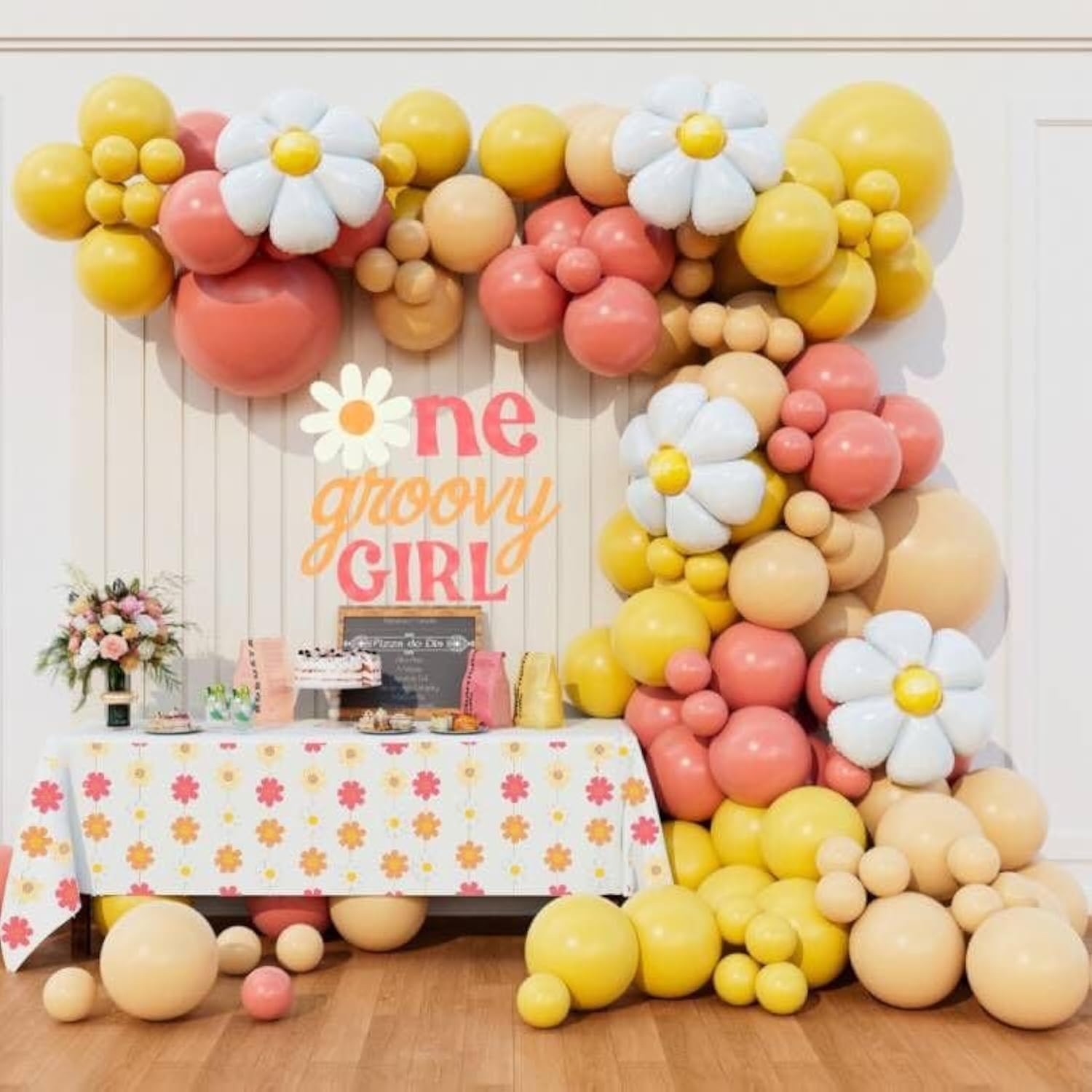 Amazon.com: Beaumode Groovy Daisy Balloon Garland Arch Kit 143pcs for ...