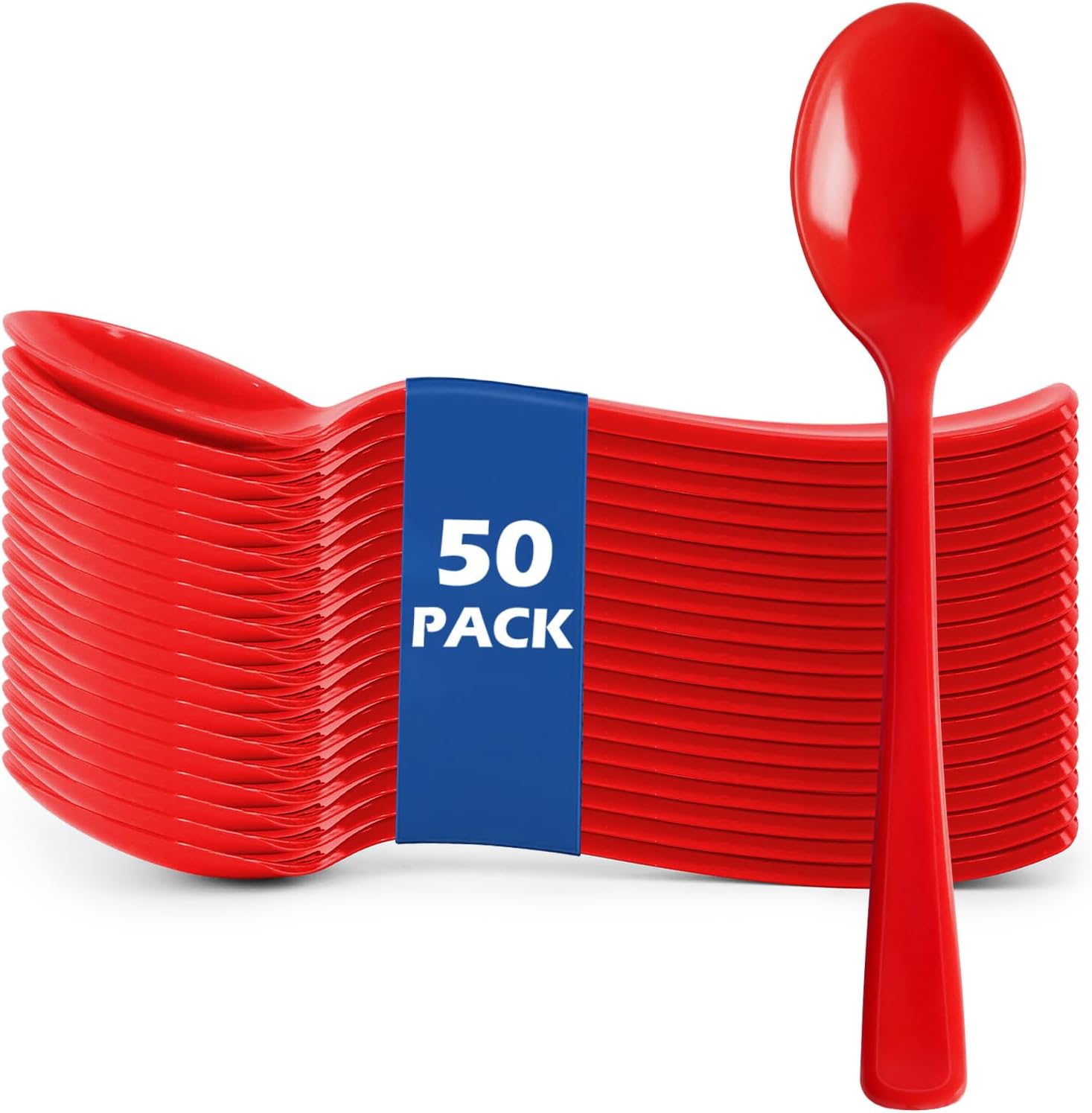 Amazon.com: ZLMTZDJD 50pcs Plastic Spoons - Red Spoons Plastic ...