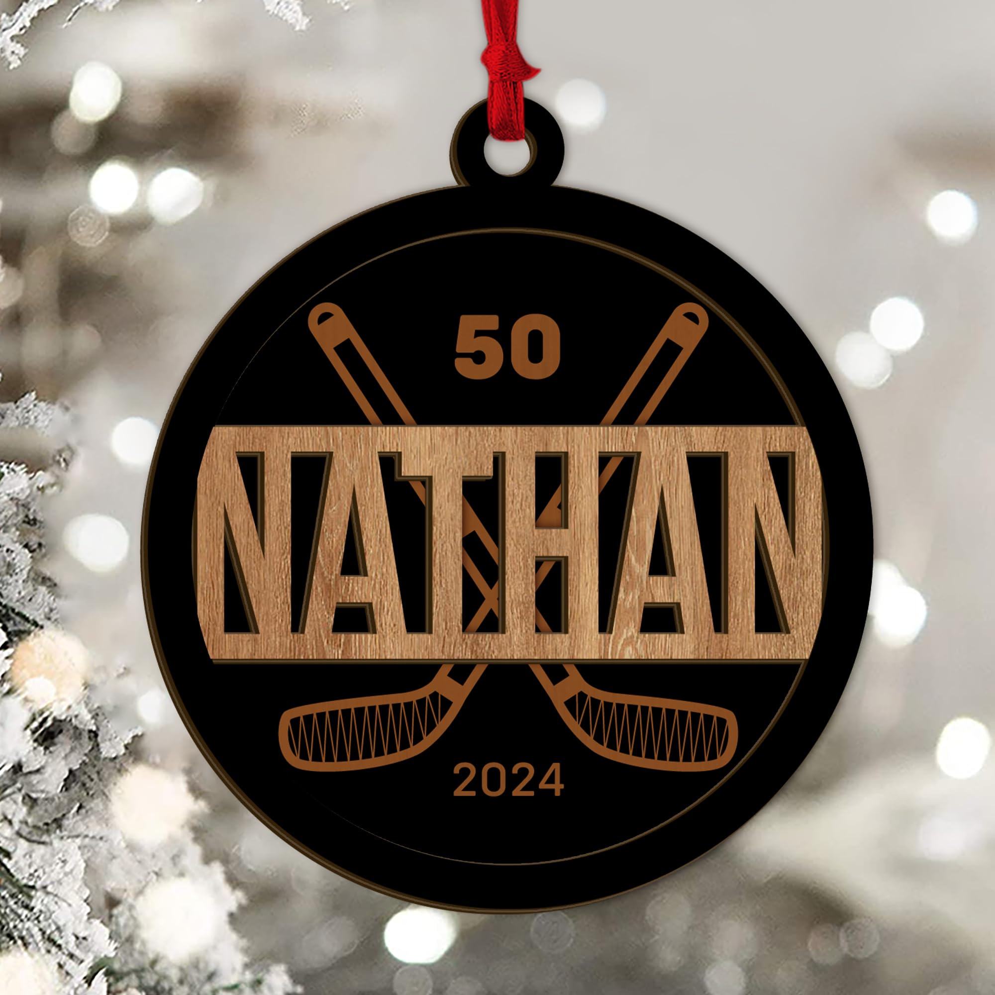 Amazon.com: Personalized Hockey Puck 2-Layer Wood Ornament - Custom ...