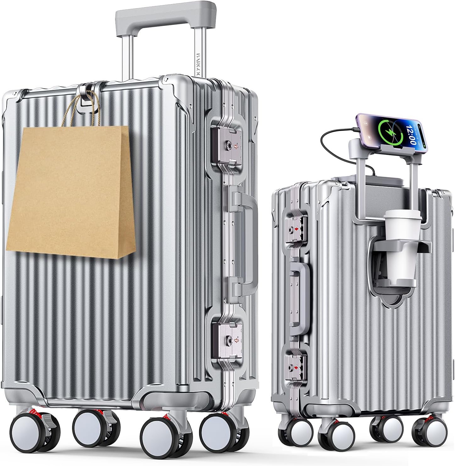 Amazon | [Arecom] スーツケース 機内持ち込み 軽量 大型 S M Lサイズ対応 キャリーケース アルミ フレームタイプ ...