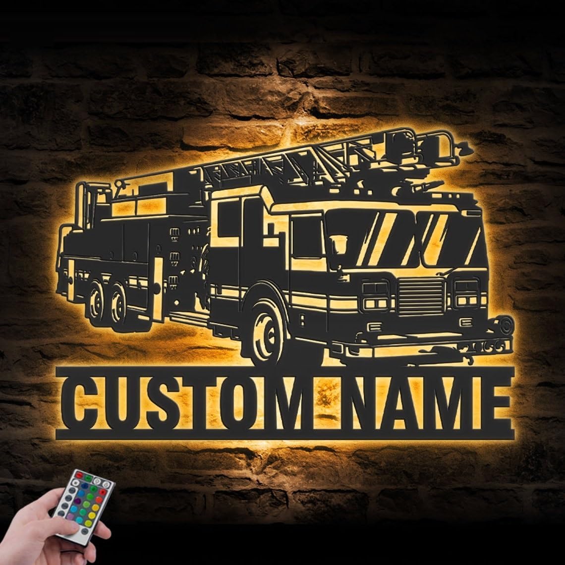 Amazon.com : Custom Engine Fire Truck Driver Metal Wall Art LED Light ...