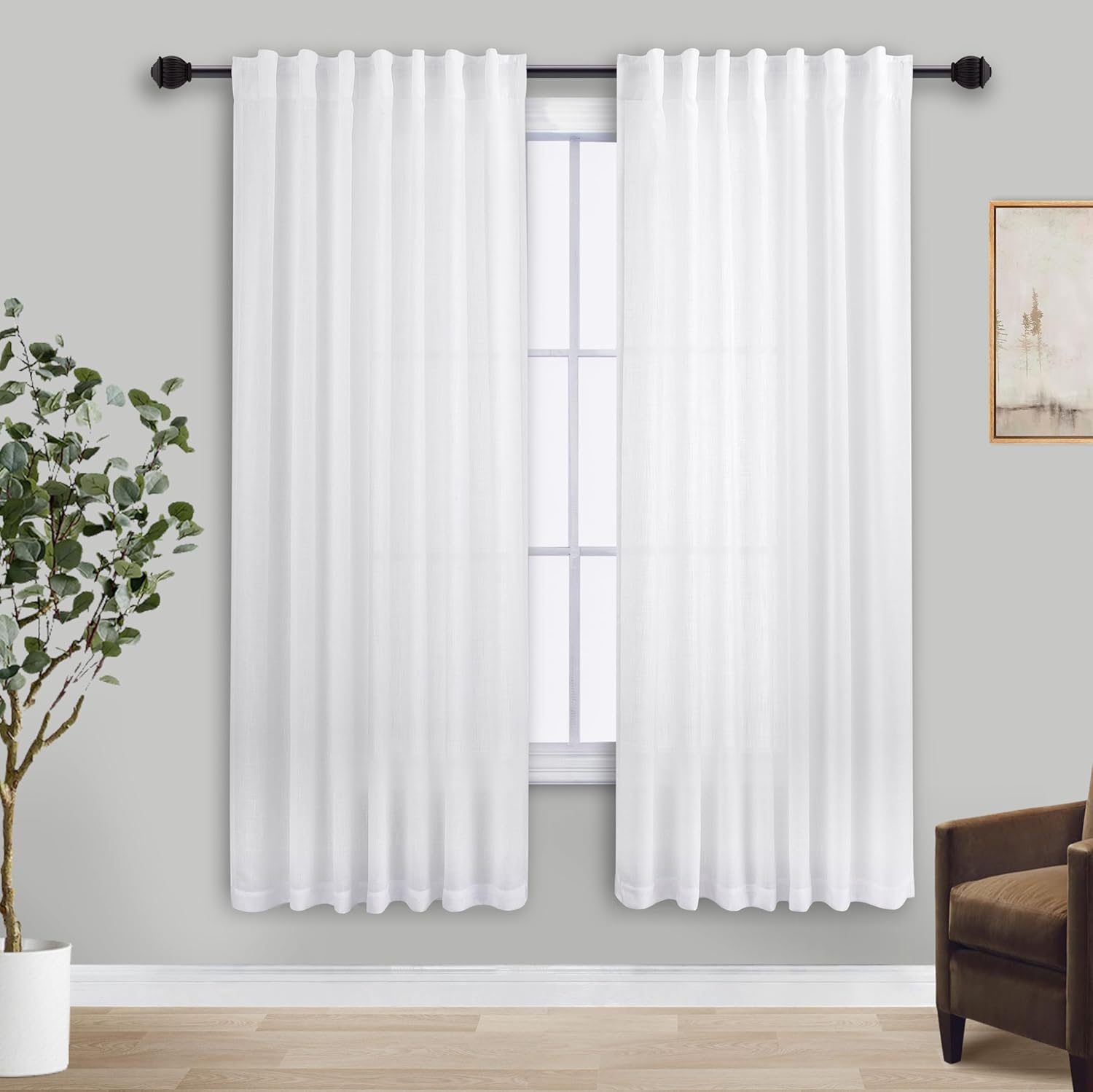 Amazon.com: Pure White Curtains Panels 63 Inch Length for Back Tab Semi ...