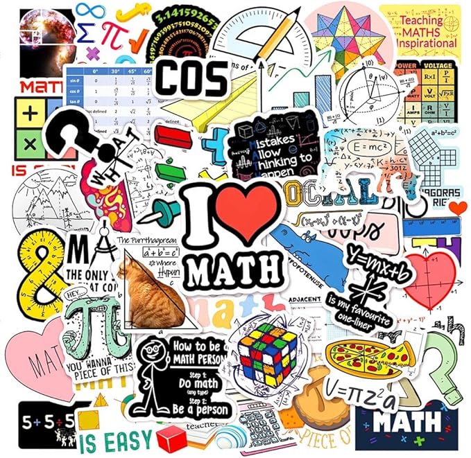 Amazon.com: Math Stickers |50Pcs Mathematics Waterproof Vinyl Decals ...
