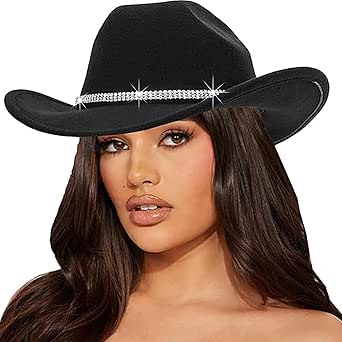 Classic-Western Felt-Cowboy-Hat for Men-Women Solid-Color Roll-Up-Brim ...