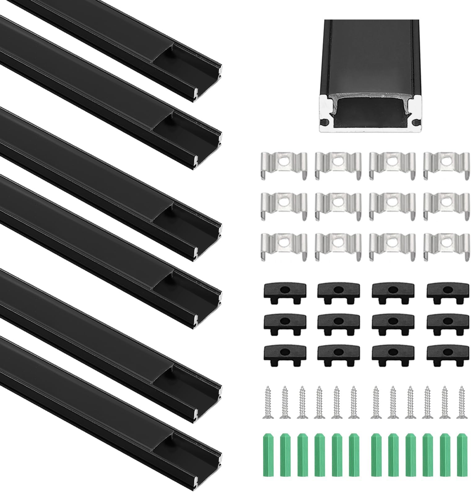 ALLmeter 6-Pack LED Strip Diffuser U-Shape 1m/3.3ft Indoor Aluminium ...