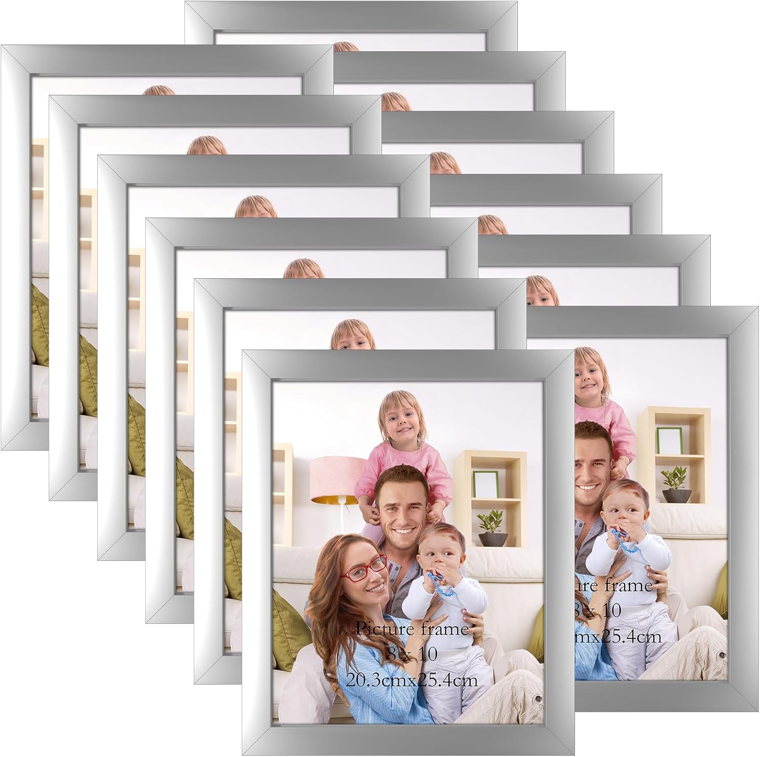 Giftgarden 8x10 Picture Frame Silver Set of 12, Multi Modern 8 by 10 ...