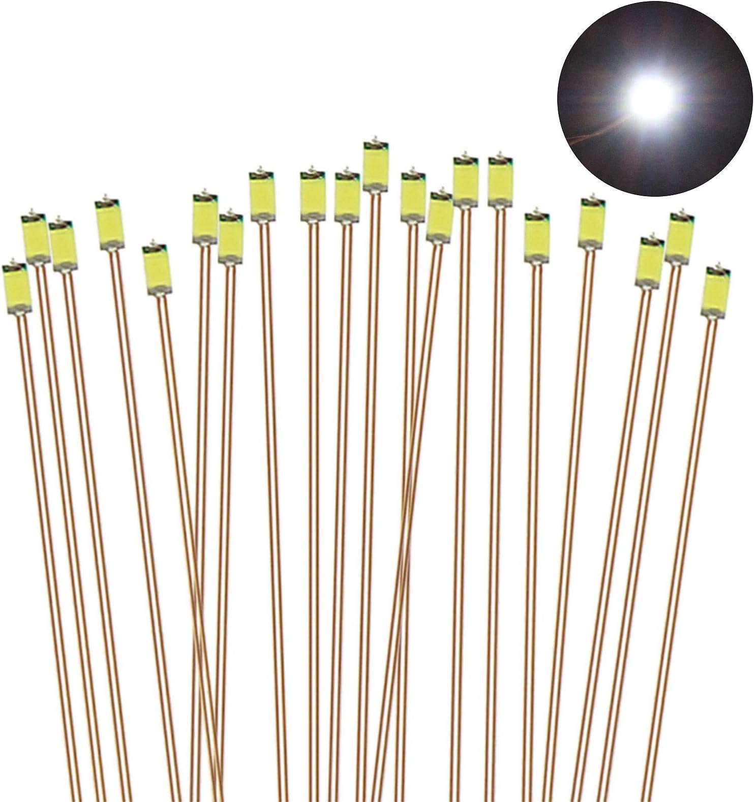 Evemodel C0402W 20pcs Pre-soldered micro 0.1mm Copper Wired WHITE SMD ...