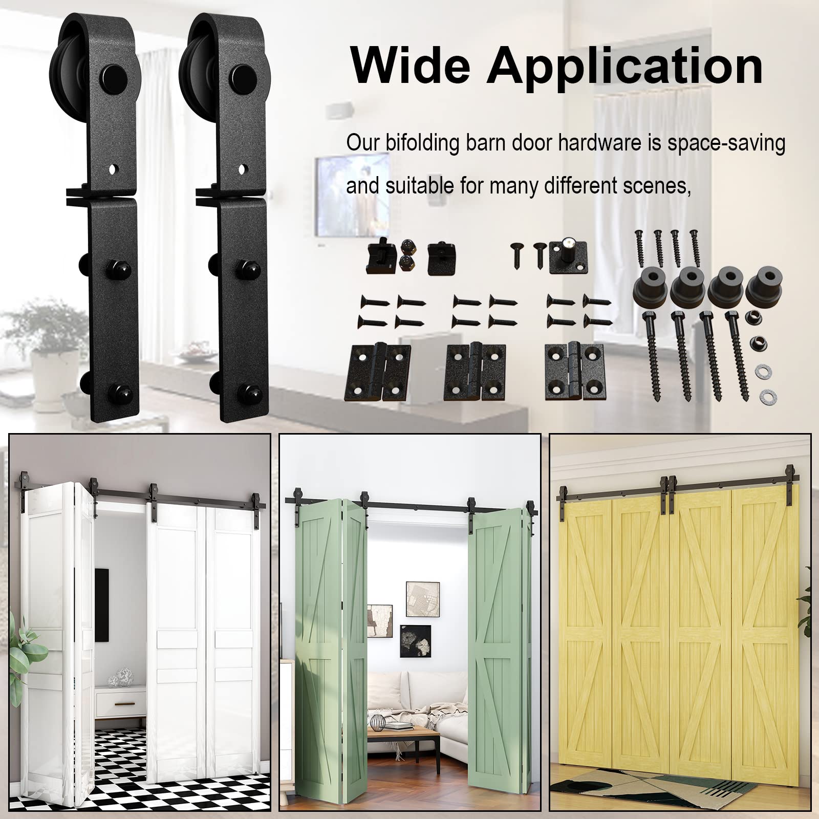 Snapklik.com : TSMST 6ft/72 Bi-Fold Sliding Barn Door Track Kit For 4 ...
