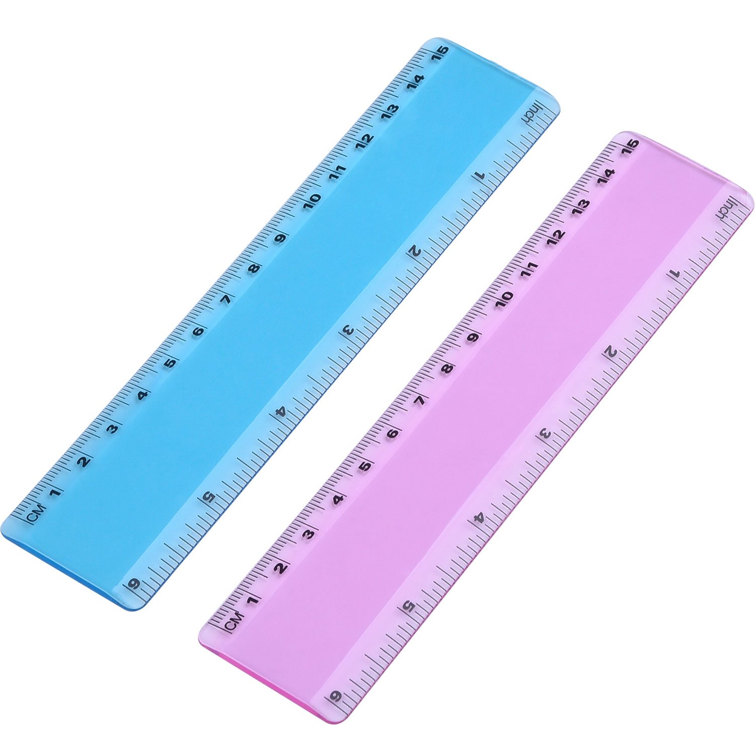 eBoot 2 Pieces Plastic Color Ruler Straight Ruler Math Rulers (6 Inches ...