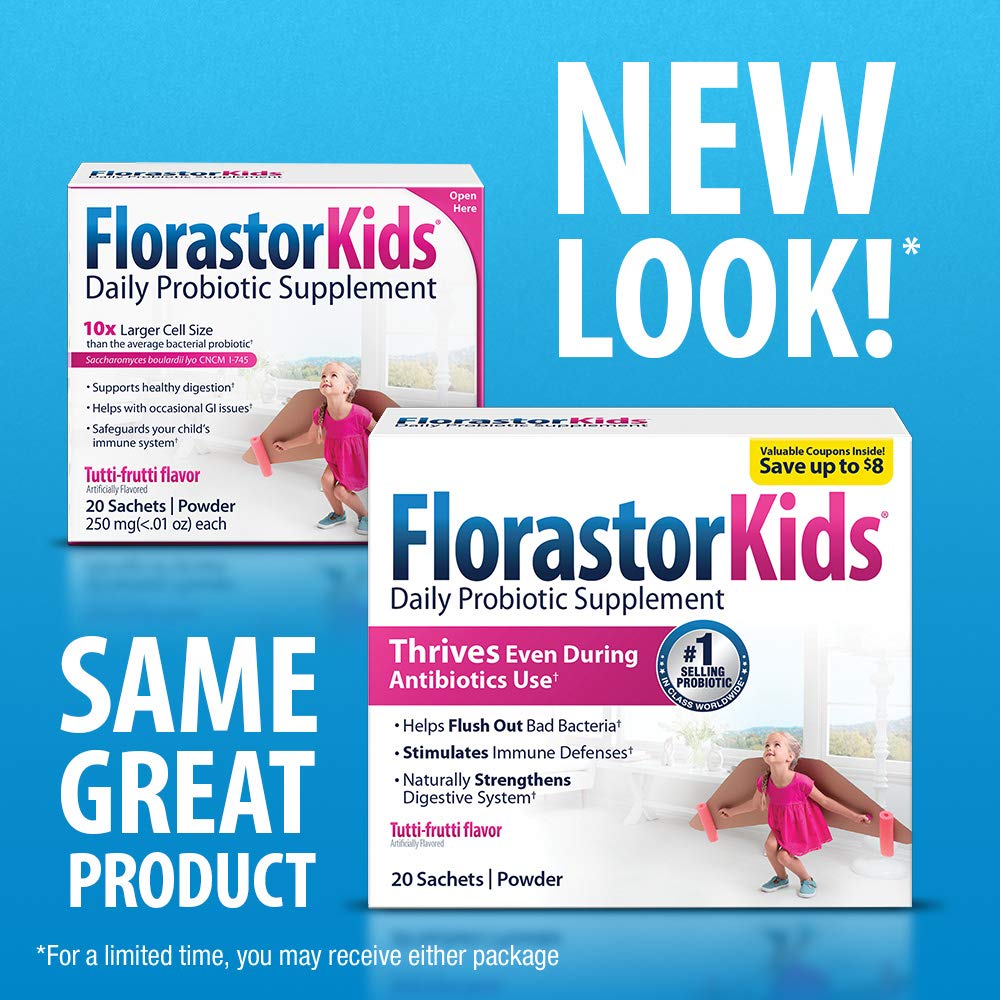 Buy Florastor Kids Daily Probiotic Supplement, Tutti-Frutti Flavor ...