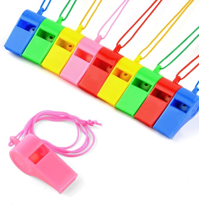 OFFCUP Placstic Whistle, 10pcs Referee Whistles, Whistles with Lanyards ...