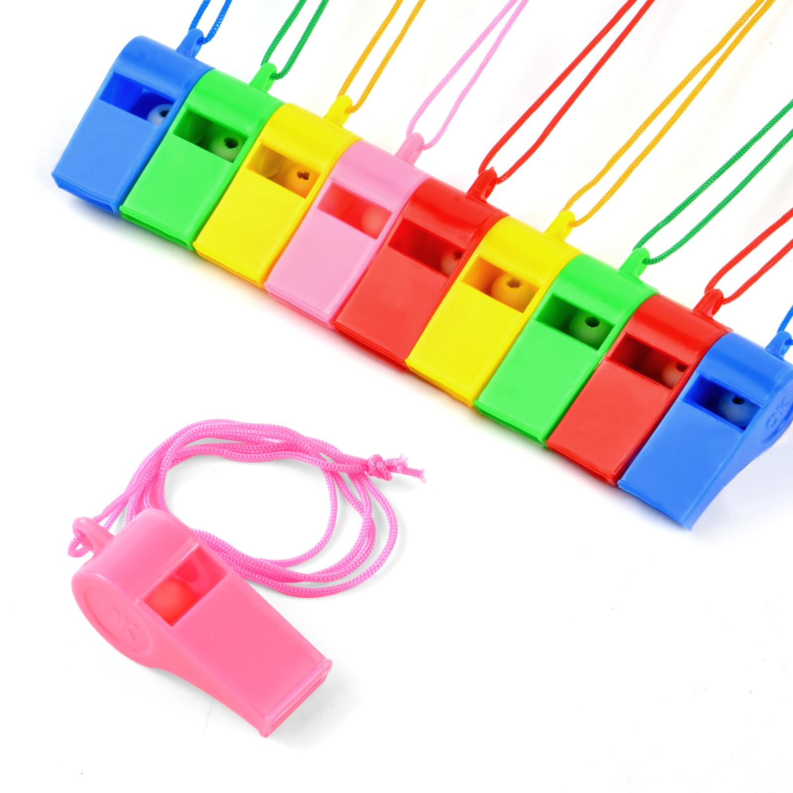 OFFCUP Placstic Whistle, 10pcs Referee Whistle, Whistles with Lanyards ...