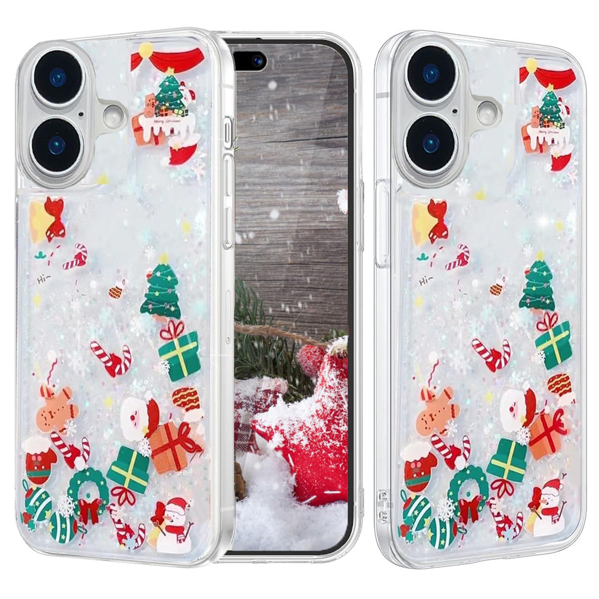 Amazon.com: Changjia Glitter Christmas Case for iPhone 16, Cute Merry ...