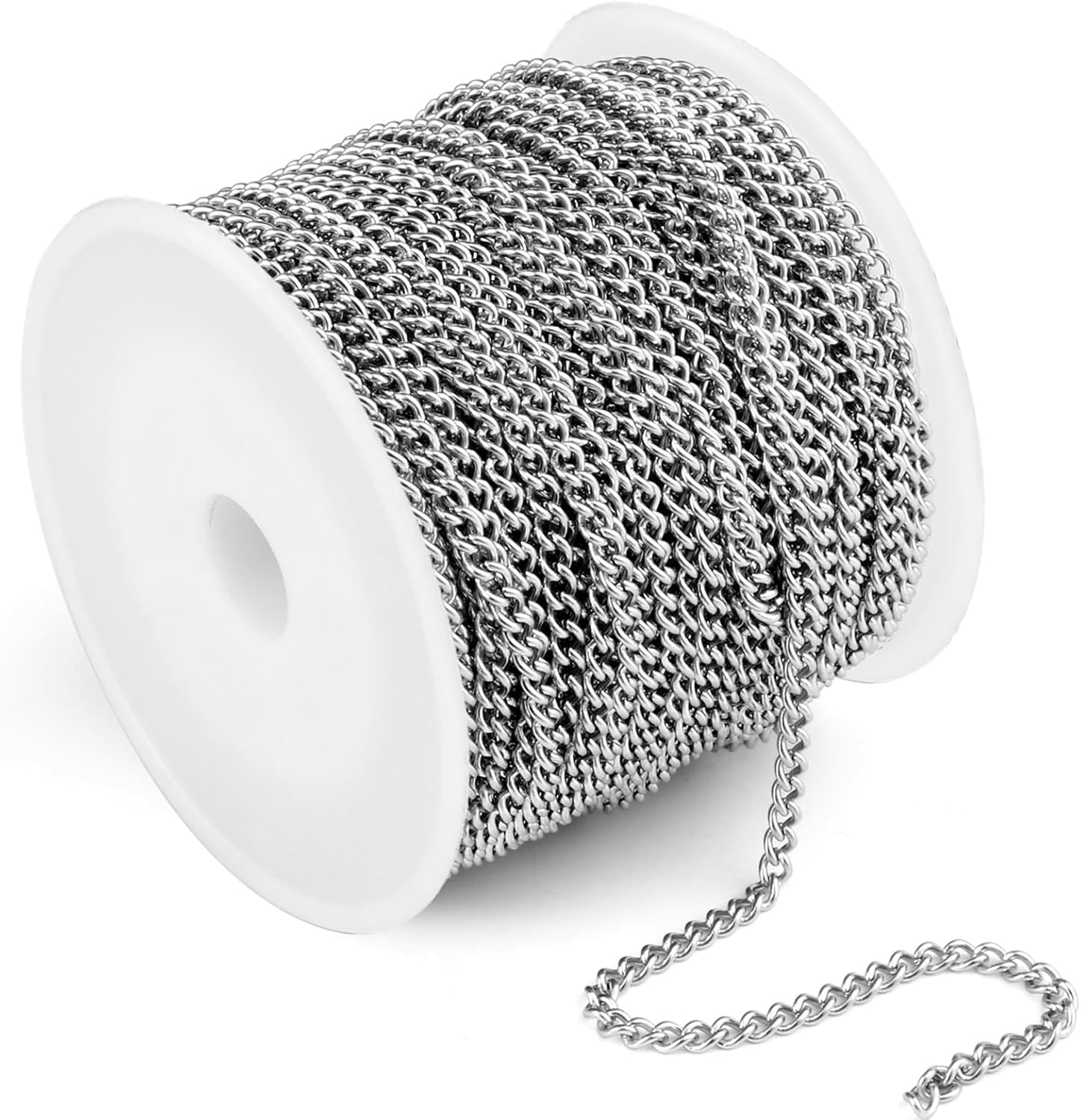 Amazon.com: 33FT Stainless Steel Curb Chain Roll, 4mm 304 Stainless ...