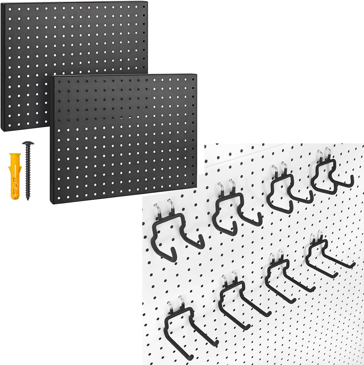 Amazon.com: Pegboard and Accessories, 2 Pack Metal Black Pegboards and ...