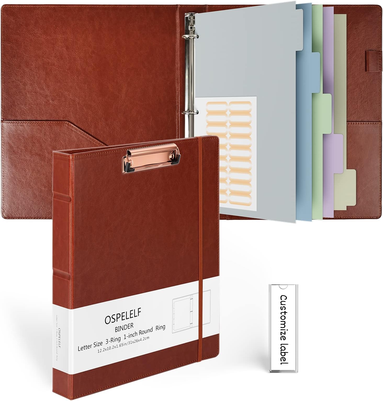 Amazon.com : Metrubyone Mini 3 Ring Leather Binder for 5.5 x 8.5 with ...