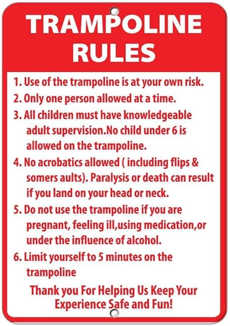 Amazon.com: YFULL Trampoline Rules Activity Sign Park Signs Park Rules ...