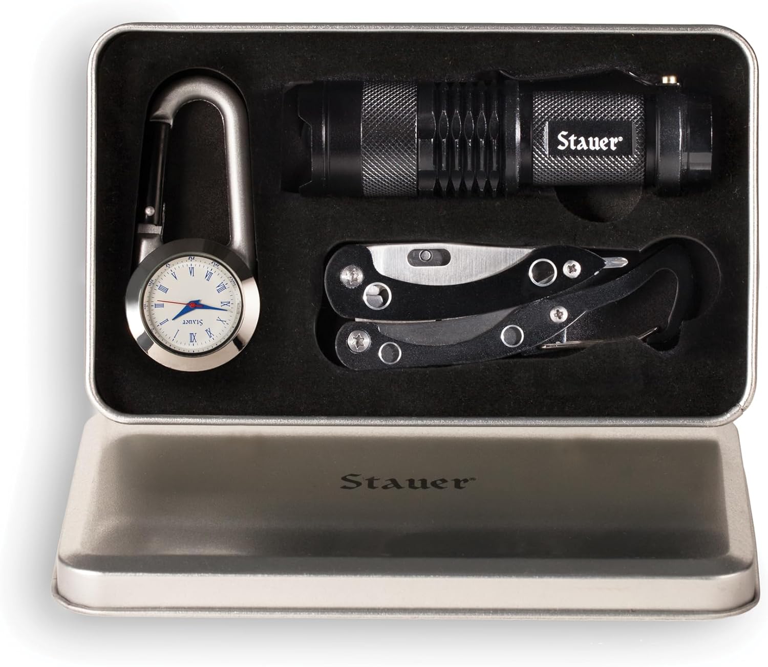 Amazon.com: Stauer Survival Box – Multi Tool, Flashlight, Carabiner ...