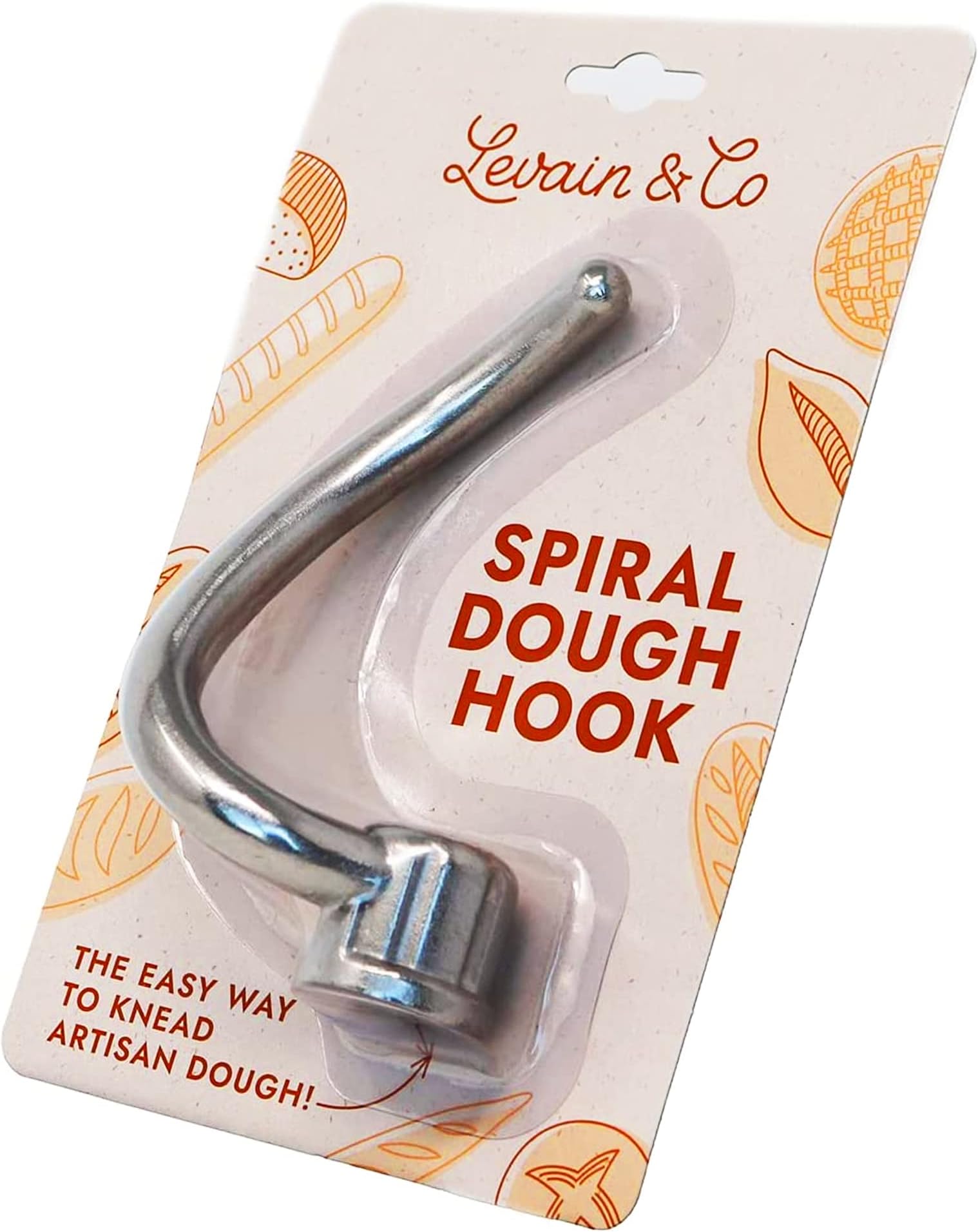 Amazon.com: Levain & Co Stainless Steel Dough Hook,Spiral Dough Hook ...