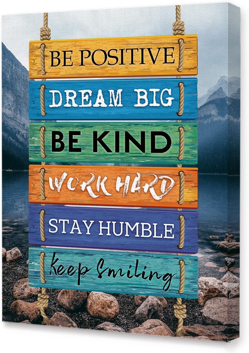 Amazon.com: LISTNGBO Be Positive Wall Art,Positive Quote Canvas Wall ...