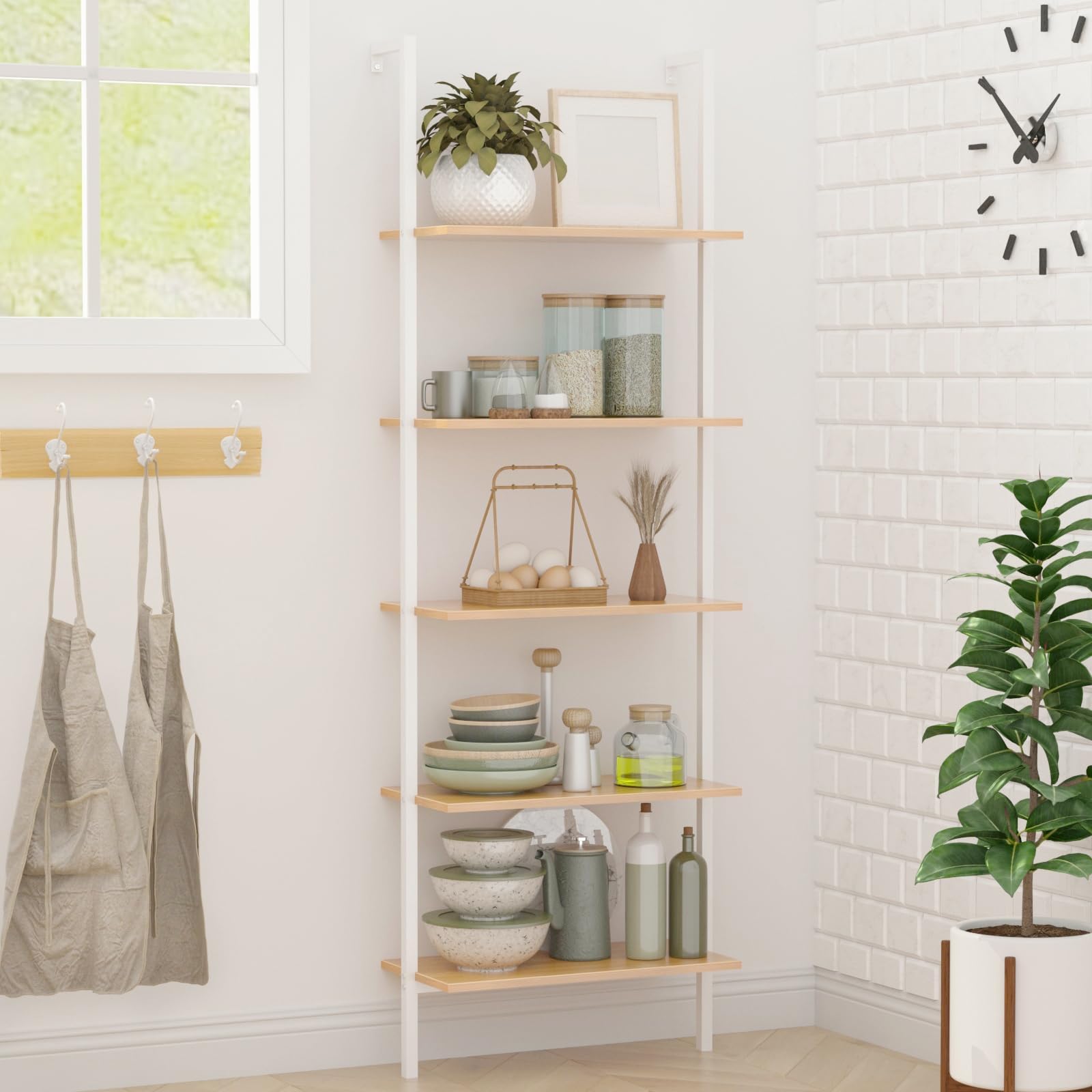 Amazon.com: SogesHome 5-Tier Industrial Wall-Mounted Ladder Shelf ...