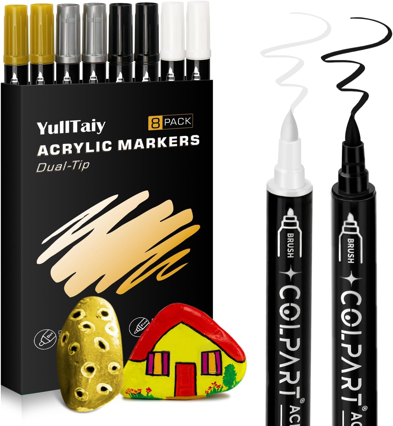 Amazon.com : Stylo 4 Count Acrylic Metallic Pens - Black, Gold, Silver ...