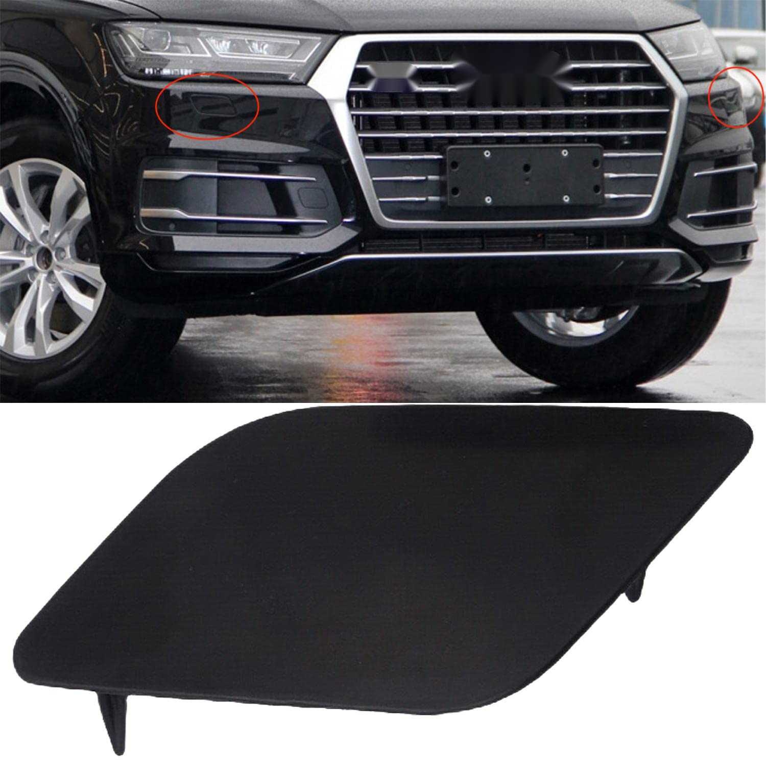 Micarun Black Left & Right Front Bumper Headlight Washer Nozzle Cap ...