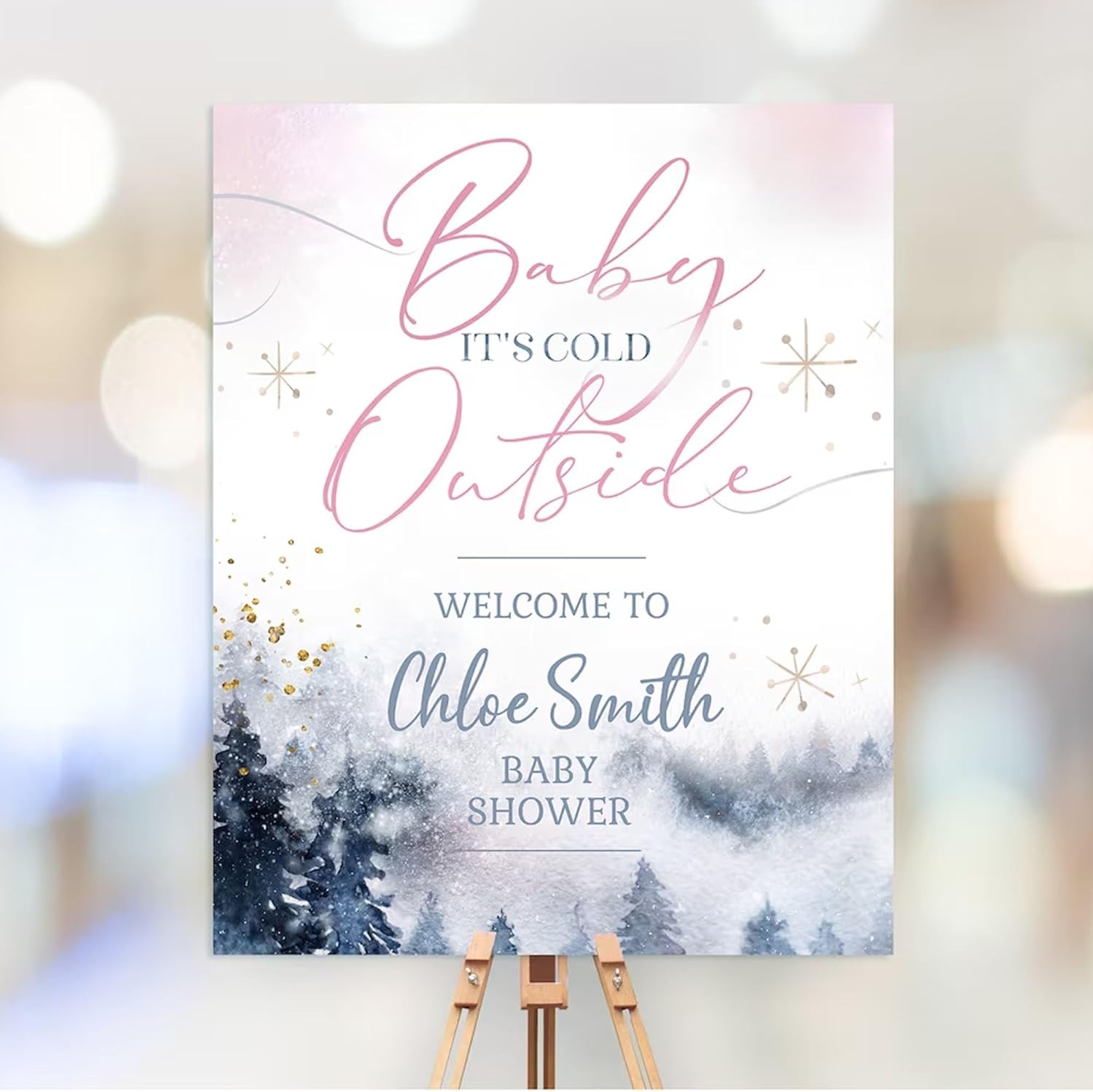 Amazon.com: BABY ITS COLD OUTSIDE BABY SHOWER SIGNS | WINTER WOODLAND ...