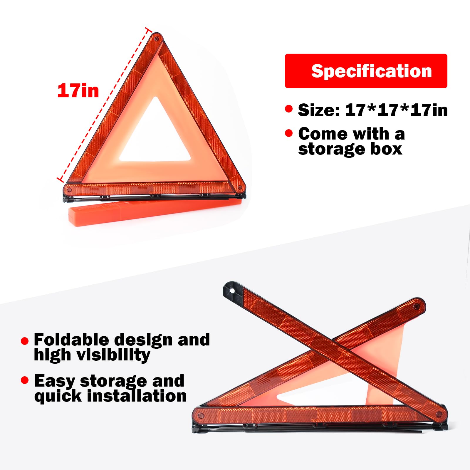 Snapklik.com : Cureder Emergency Warning Triangles, 6 Pack