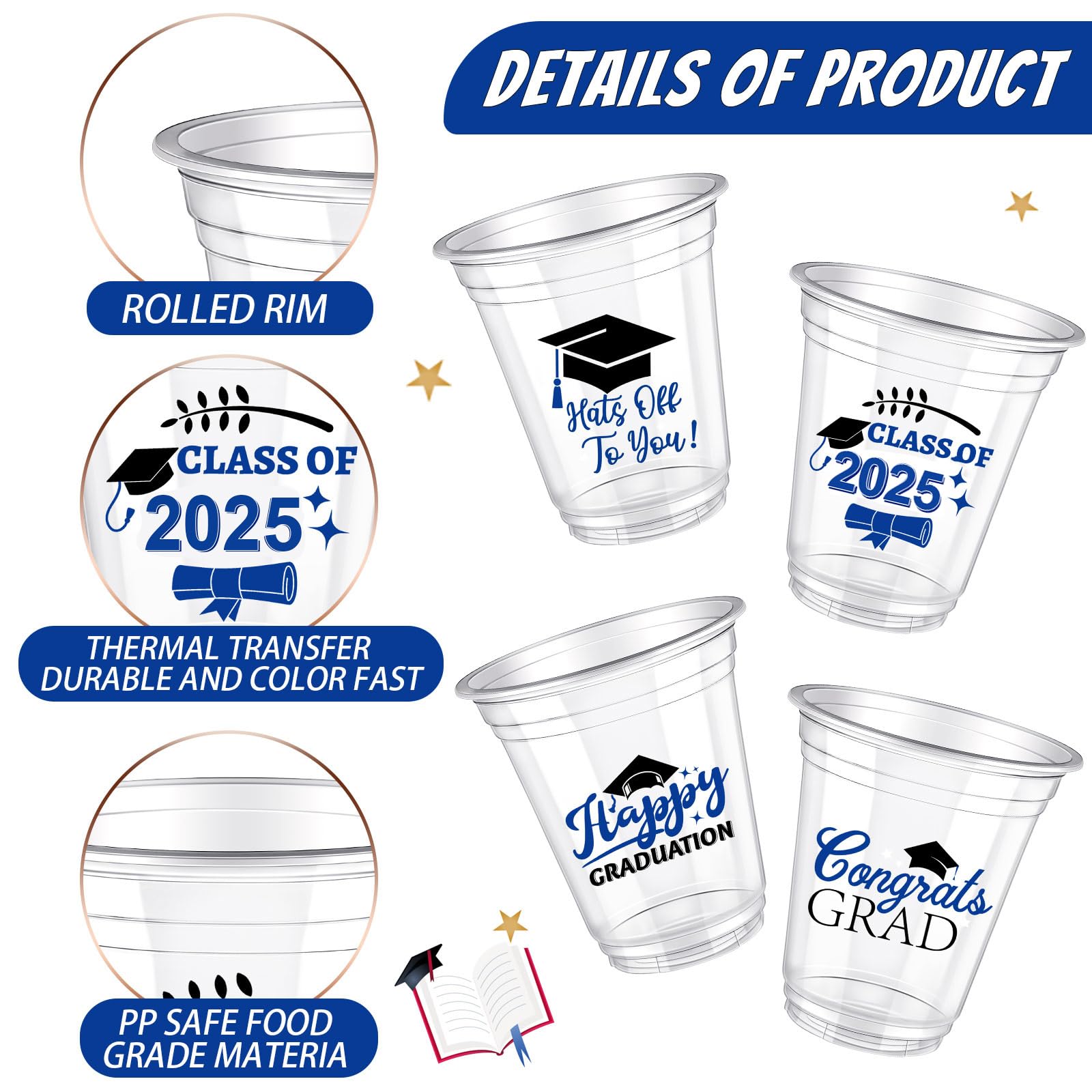 Snapklik.com : Eaasty 100 Pcs 12oz Graduation Cups 2025 Disposable ...