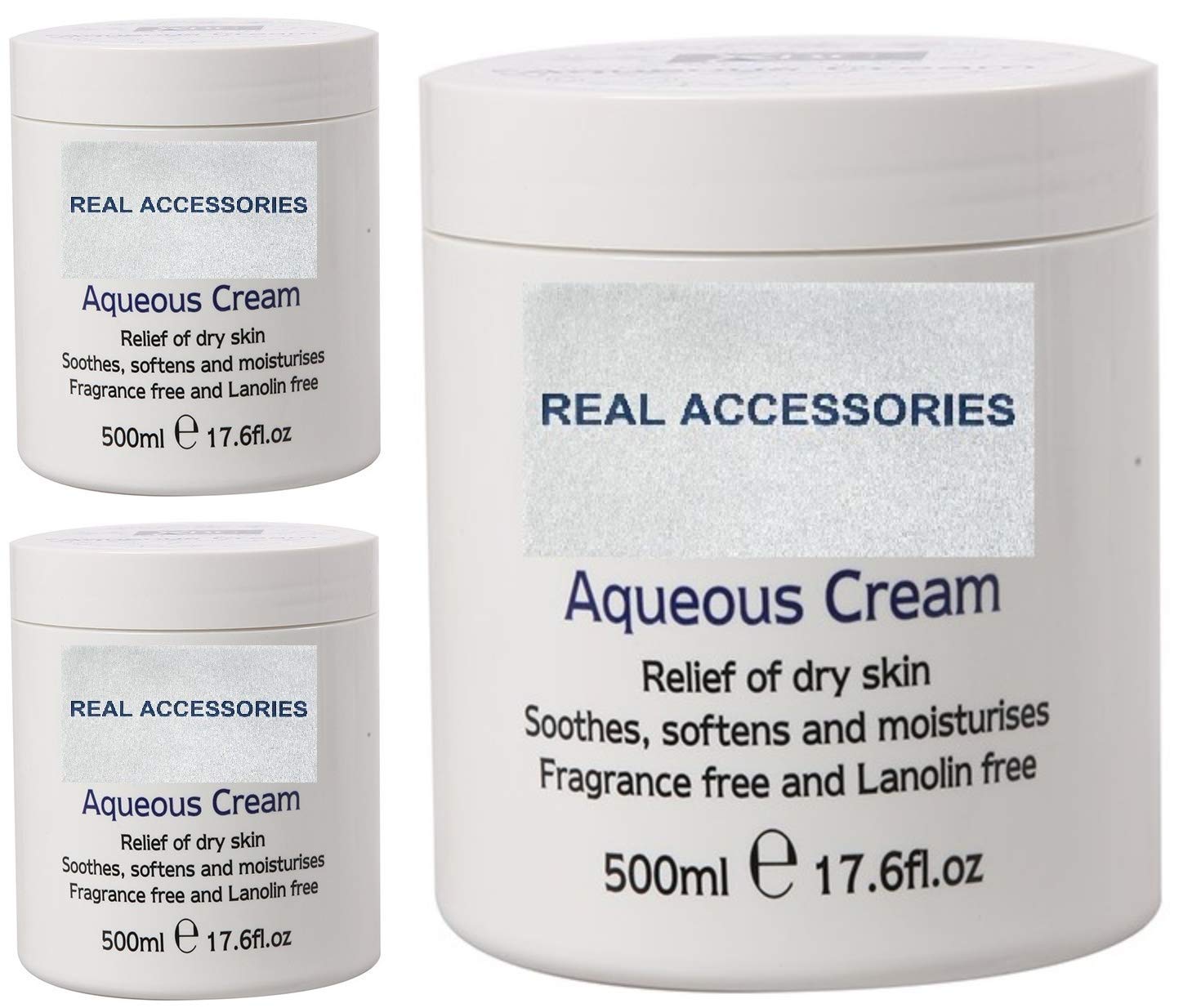 PACK OF 3 X 500ml AQUEOUS CREAM Emollient Large Tub | Relief of Dry ...