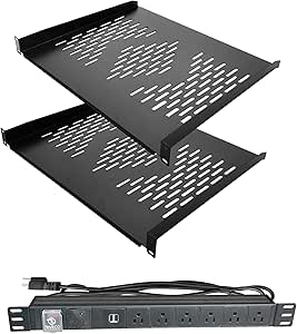 Amazon.com: RIVECO 2 Pcs 1U Server Rack Shelf +RIVECO PDU 6 Outlets ...