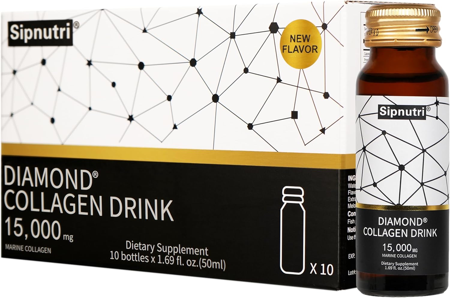 Amazon.com: Sipnutri Diamond - Bebida de colágeno líquido, 15000 mg de péptidos de colágeno ...