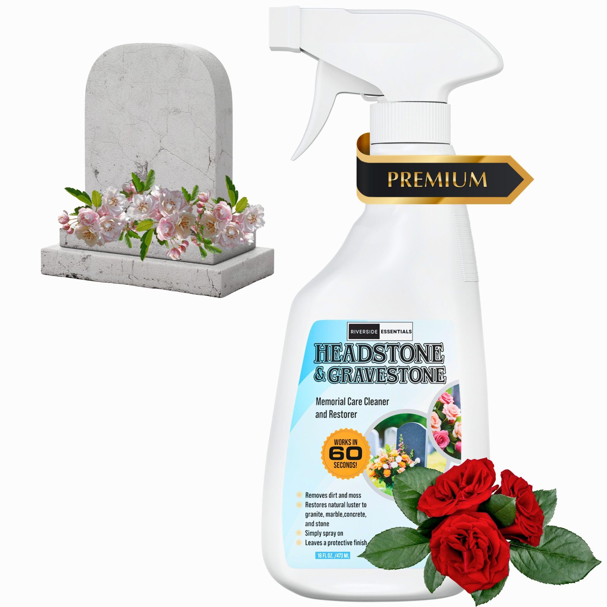 Amazon.com: Riverside Essentials 16oz Headstone Cleaner for Graves ...