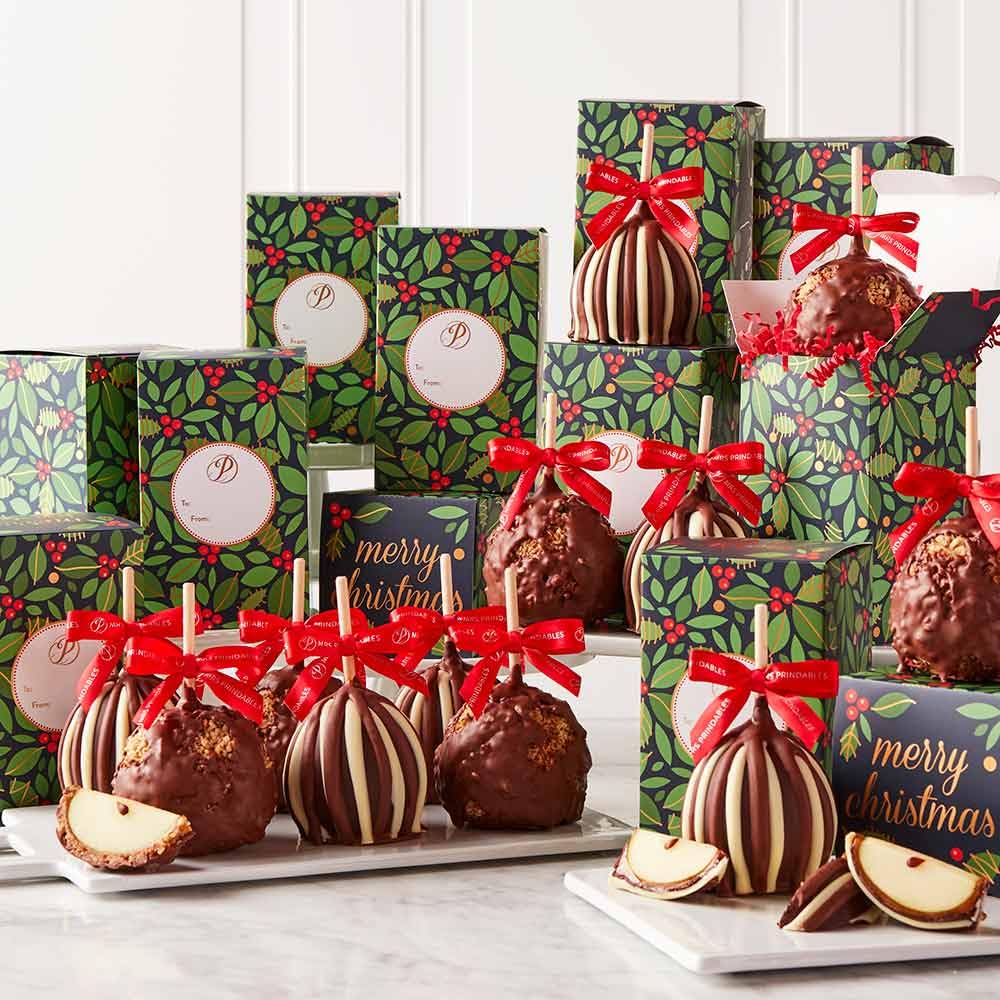 Amazon.com : Mrs Prindables Golden Holly Caramel Apple Gift Set of 12 ...