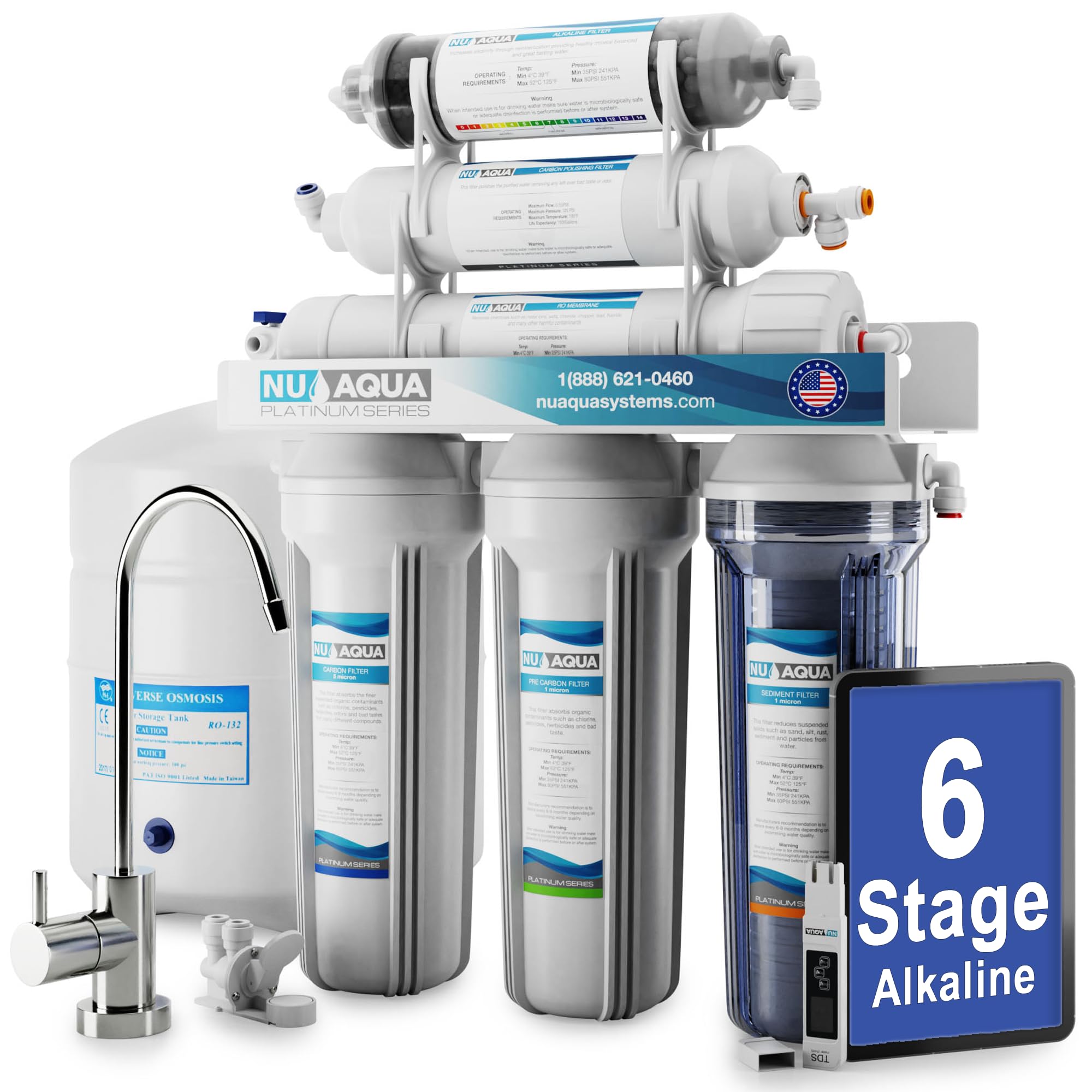 NU Aqua 6-Stage Reverse Osmosis System Under Sink RO Water Filter ...