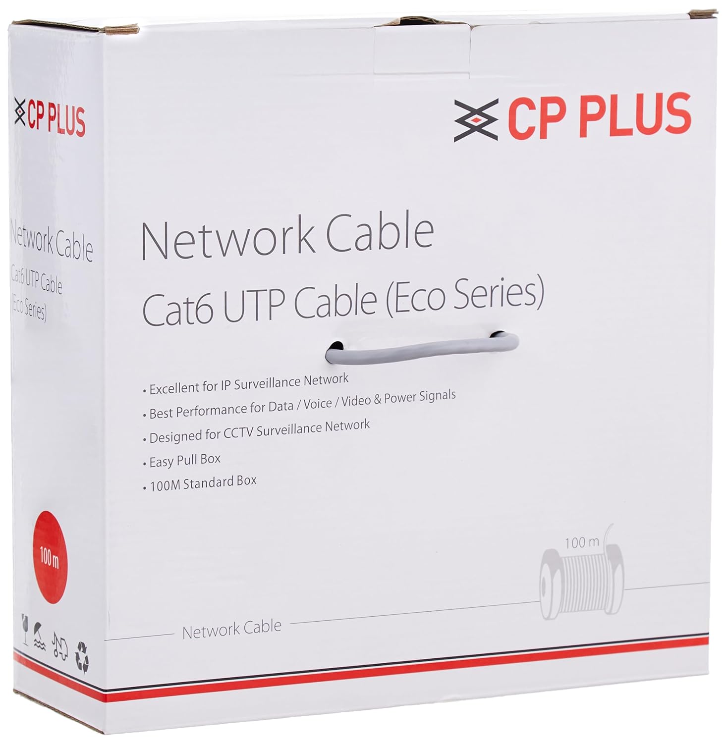 CP PLUS CP-FUT-6TSRH-100 Cat 6 Ethernet 100 meter Cable with high speed connectivity | Universal ...