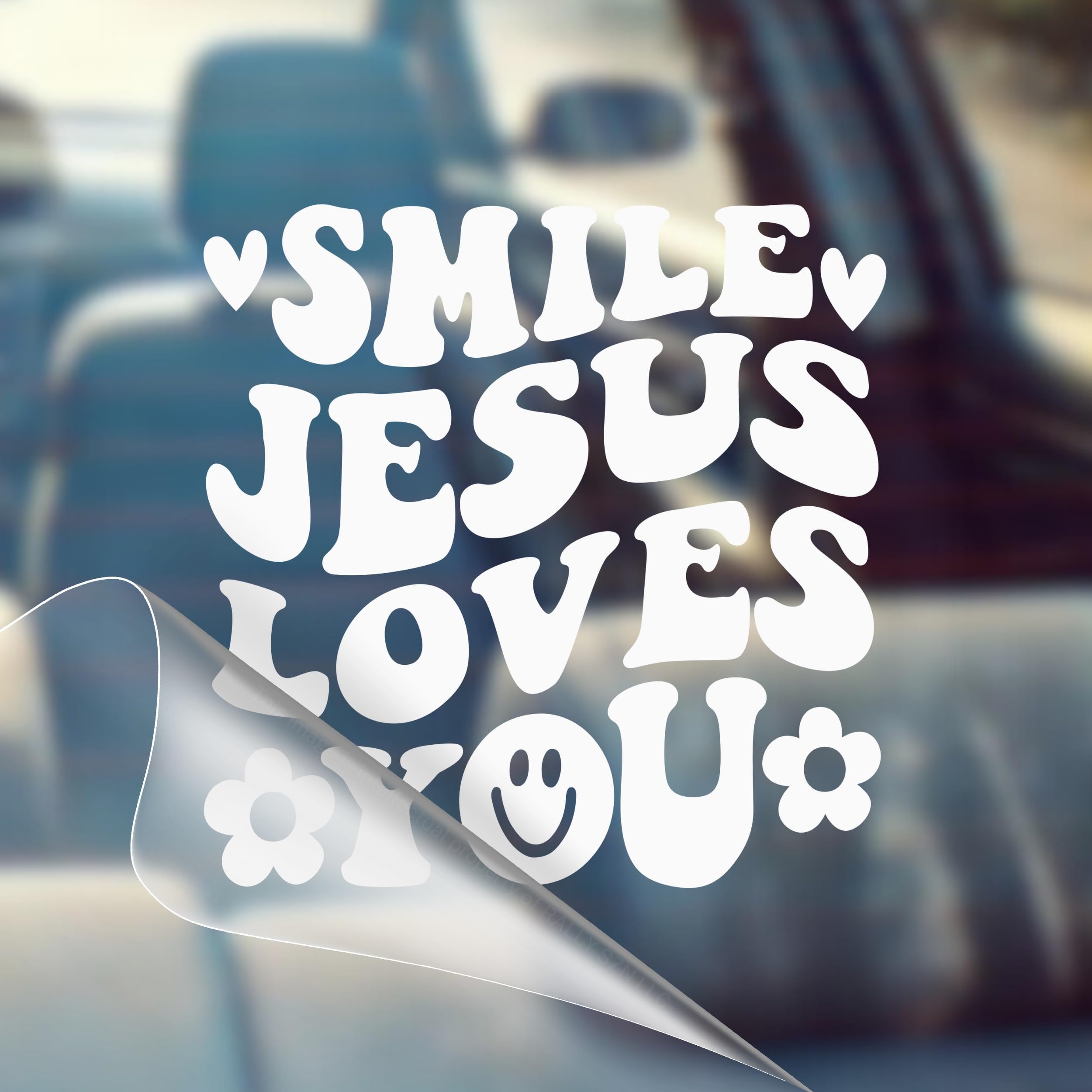 Amazon.com - Smile Jesus Loves You - Christian Jesus Cross Car Vinyl ...