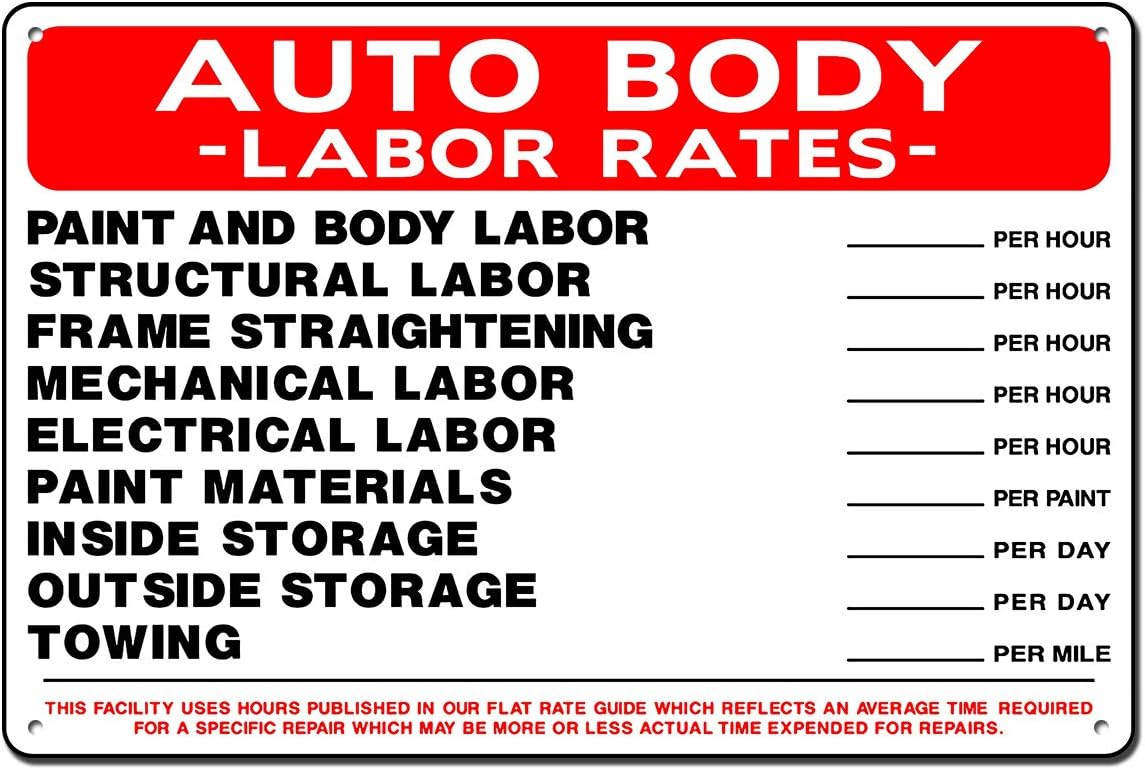 Amazon.com: Everett Goodman Home Decor - Safety Sign Auto Body Labor ...