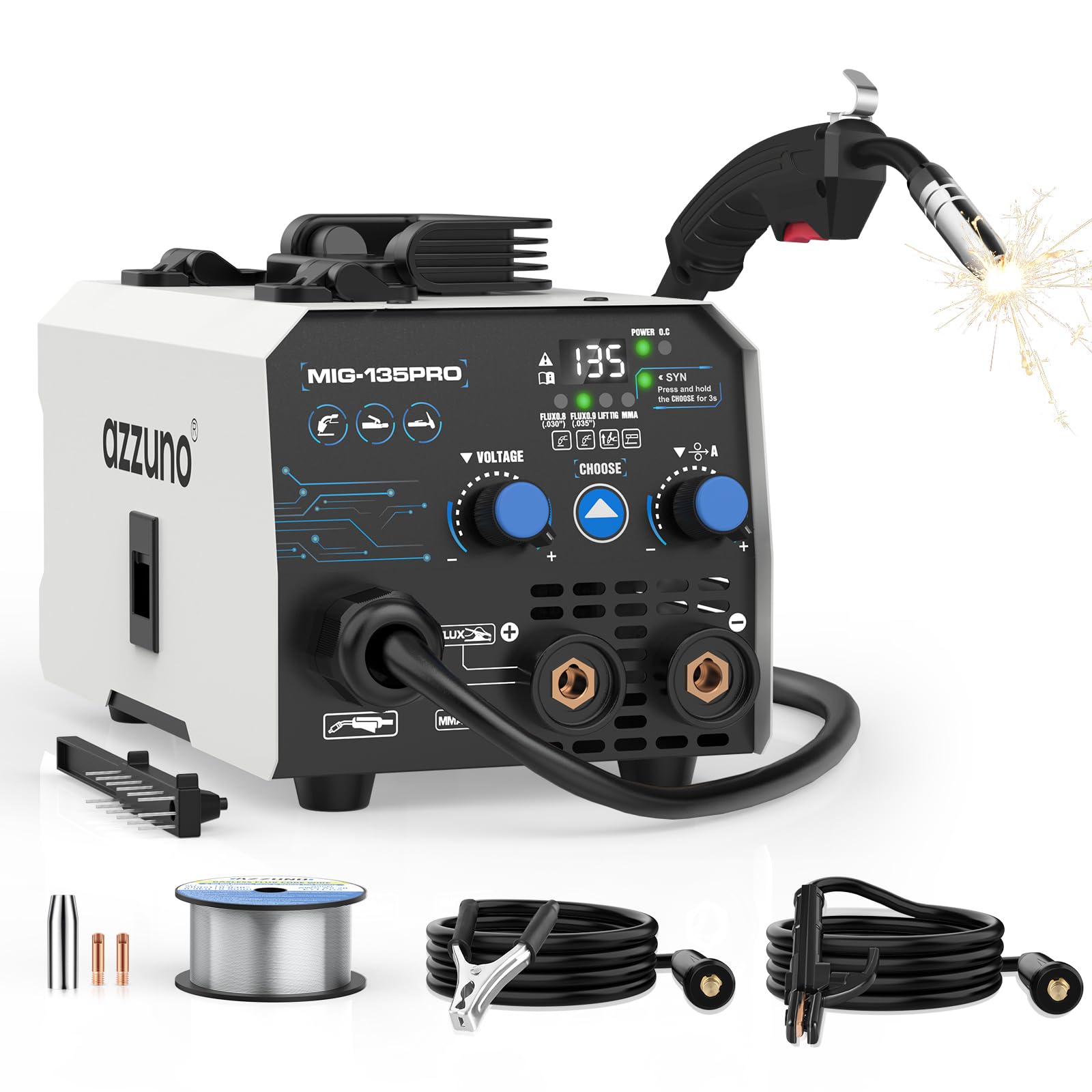 Snapklik.com : 135A MIG Welder 110v, 3 In 1 MIG Welder Machine Flux ...