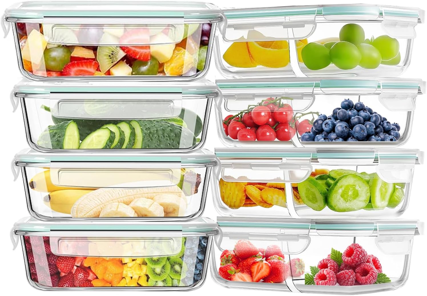 Amazon.com: Fusion Gourmet Large Glass Food Storage Containers with ...