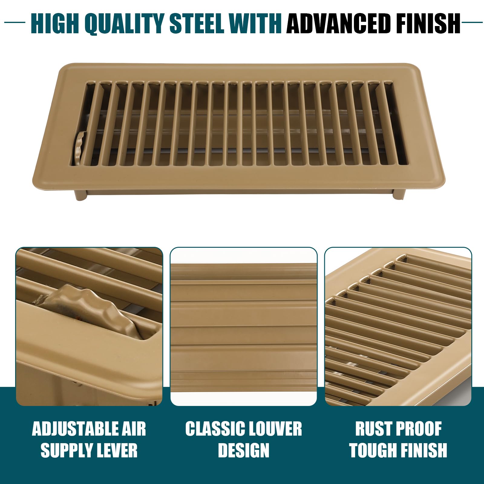 Snapklik.com : Floor Register 4x10, 4 Pack Brown Floor Register Vents ...