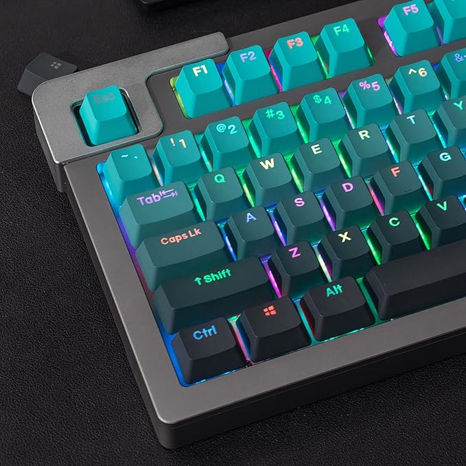 Amazon.com: Sumgsn Gradient Cyan Keycaps PBT Double Shot Custom Keycaps ...