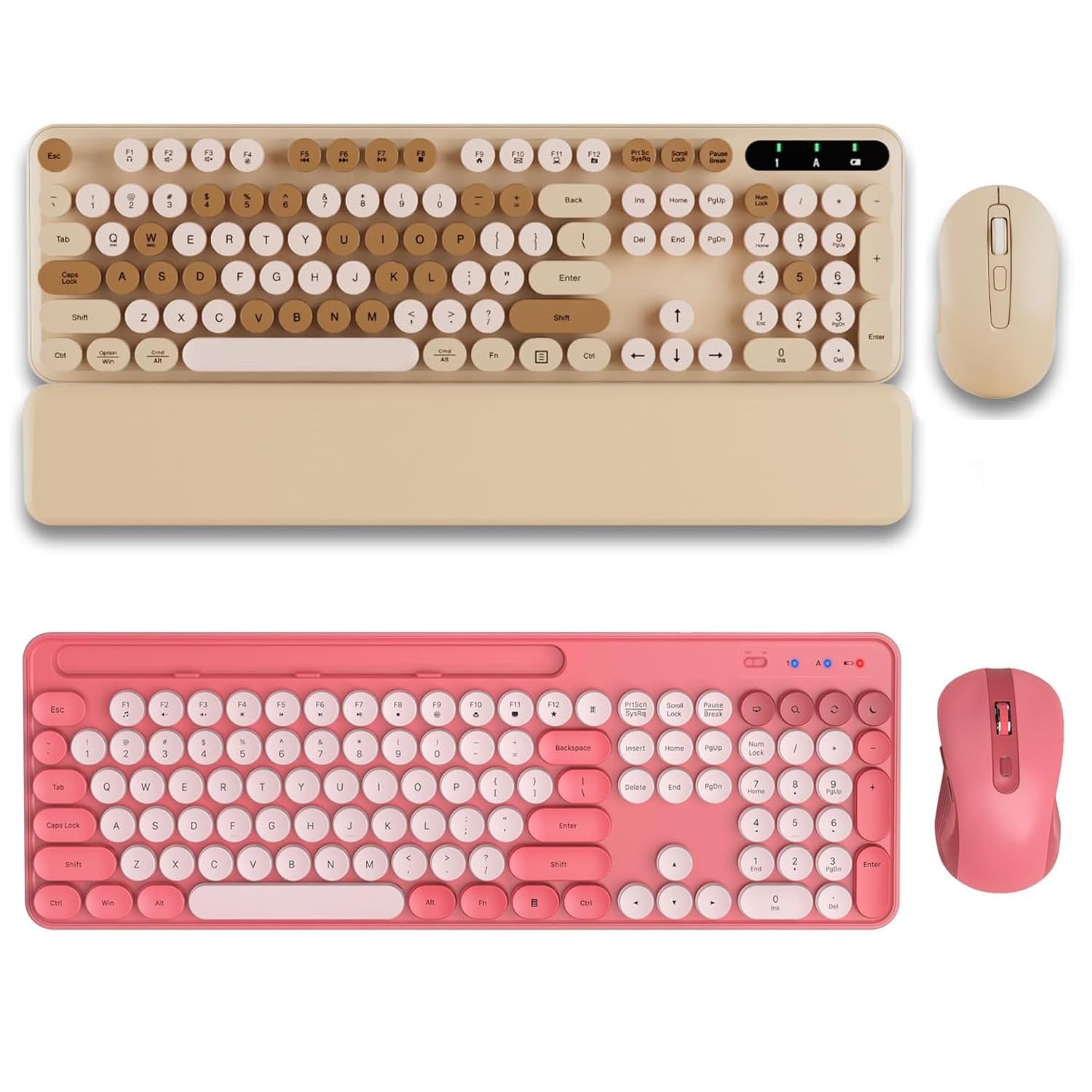 Amazon.com: Pink and Latte Retro Typewriter Wireless Keyboard and Mouse ...
