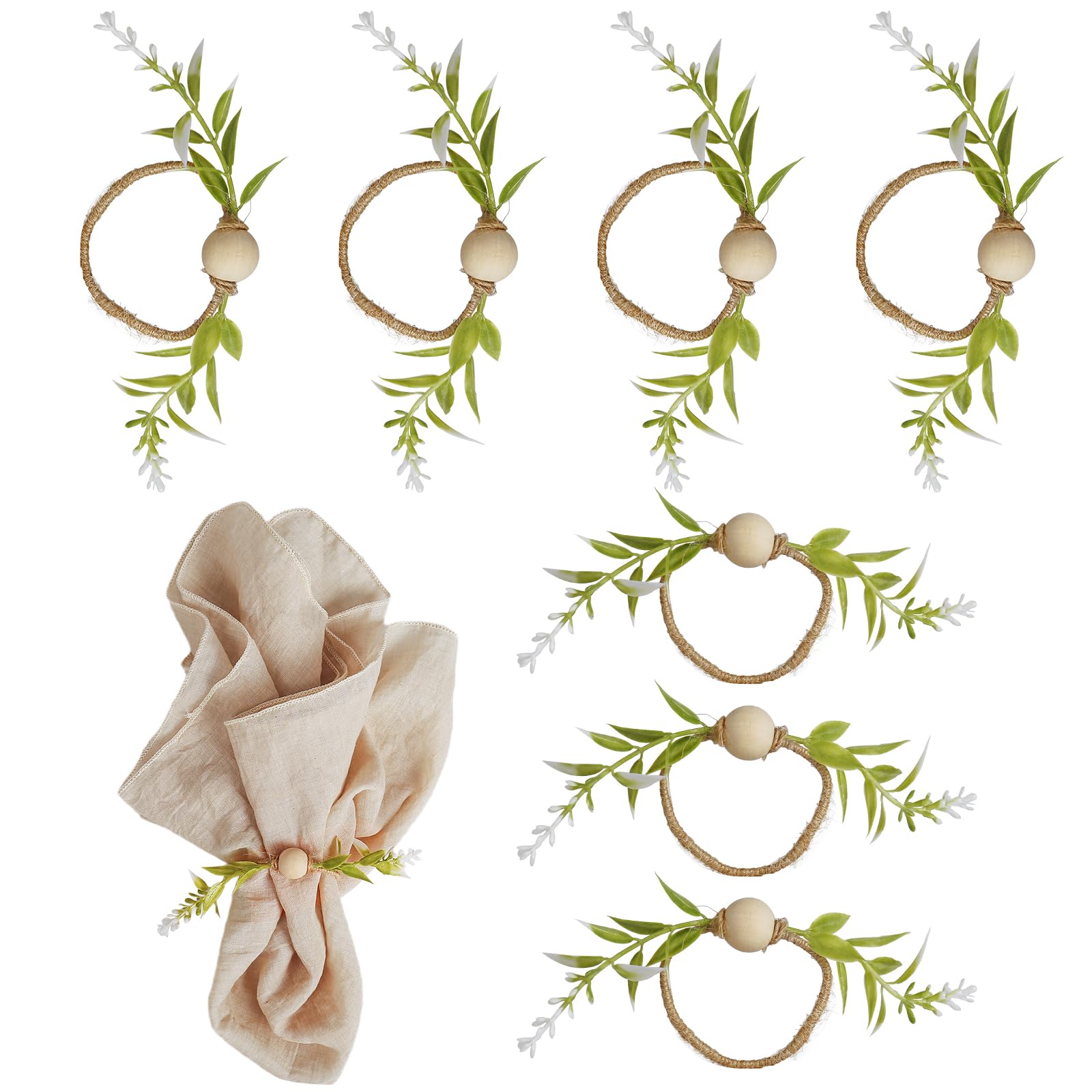 Amazon.com: Getfitsoo Handmade Farmhouse Napkin Rings Set of 8 ...