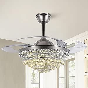 Amazon.com: FINE MAKER Retractable Ceiling Fan with Lights Remote, 42 ...