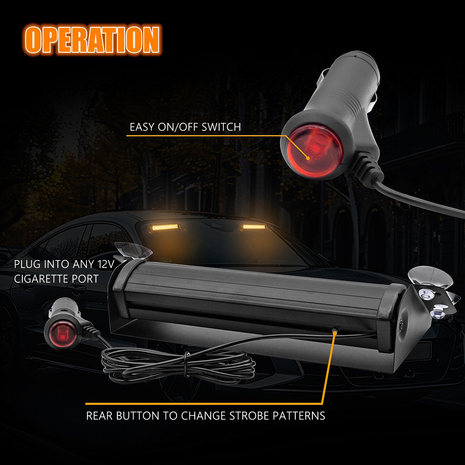 Snapklik.com : LED Dash Emergency Strobe Lights Interior Windshield ...