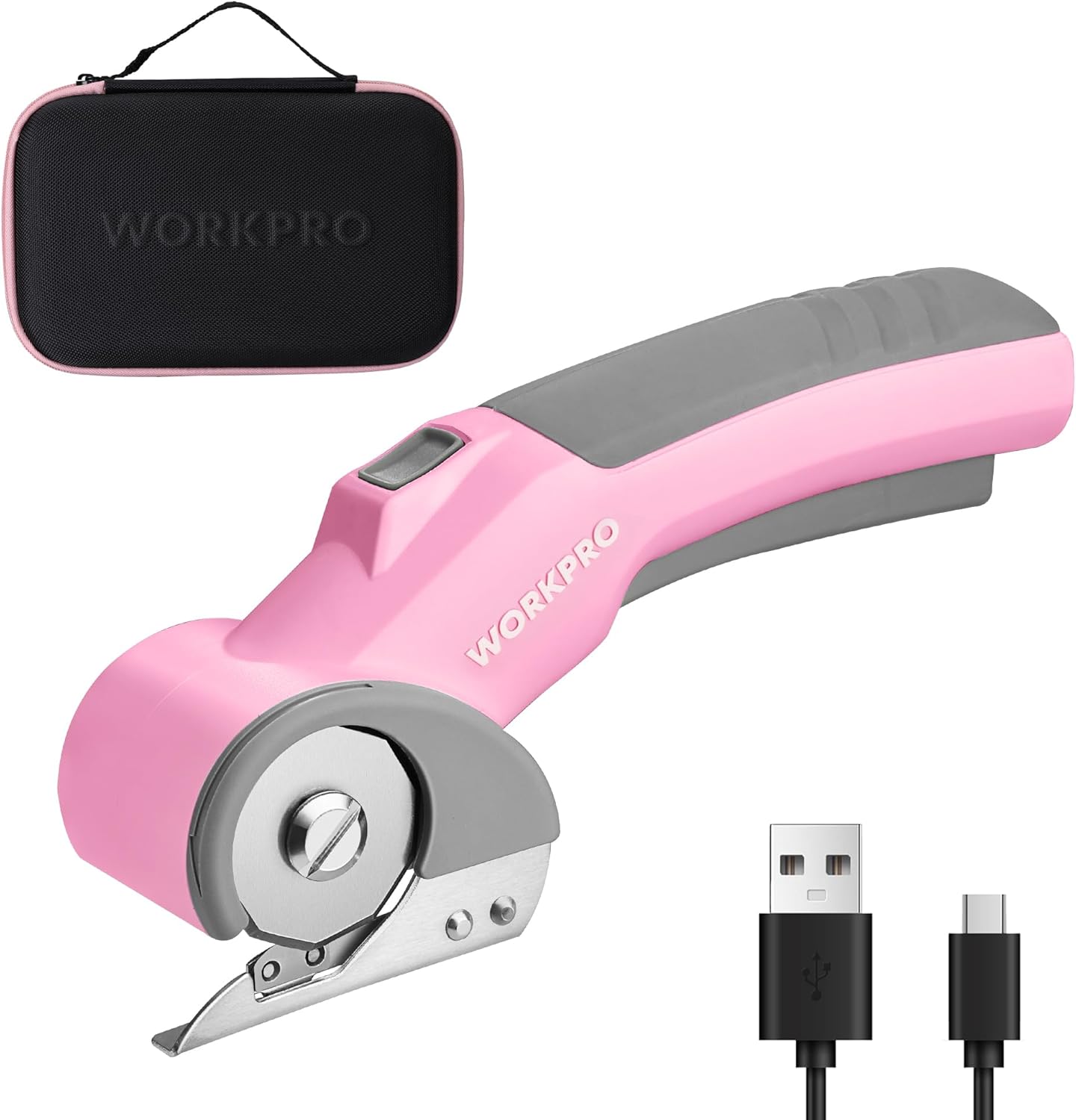 WORKPRO Pink Cordless Electric Scissors, 4V Rechargeable Powerful ...
