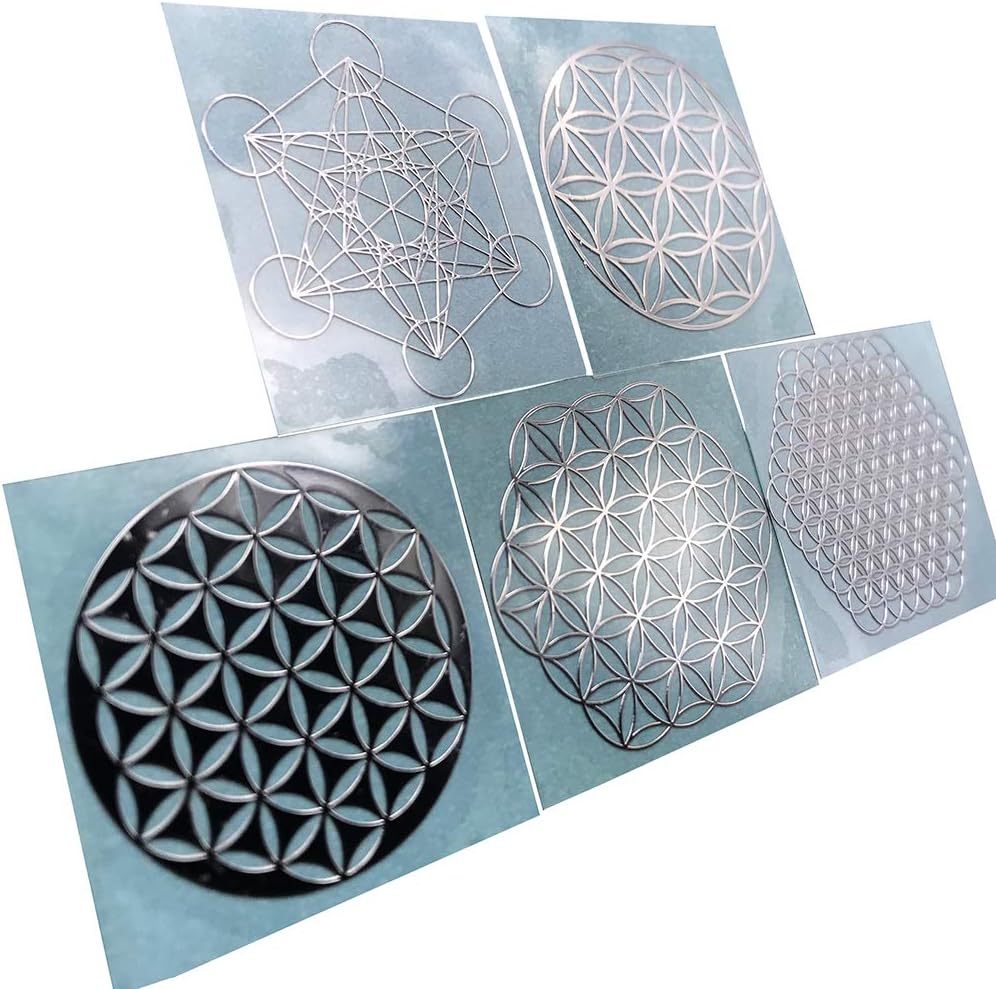 Amazon.com: Flower of Life Metal Sticker (Set of 5 Pieces) Sacred ...